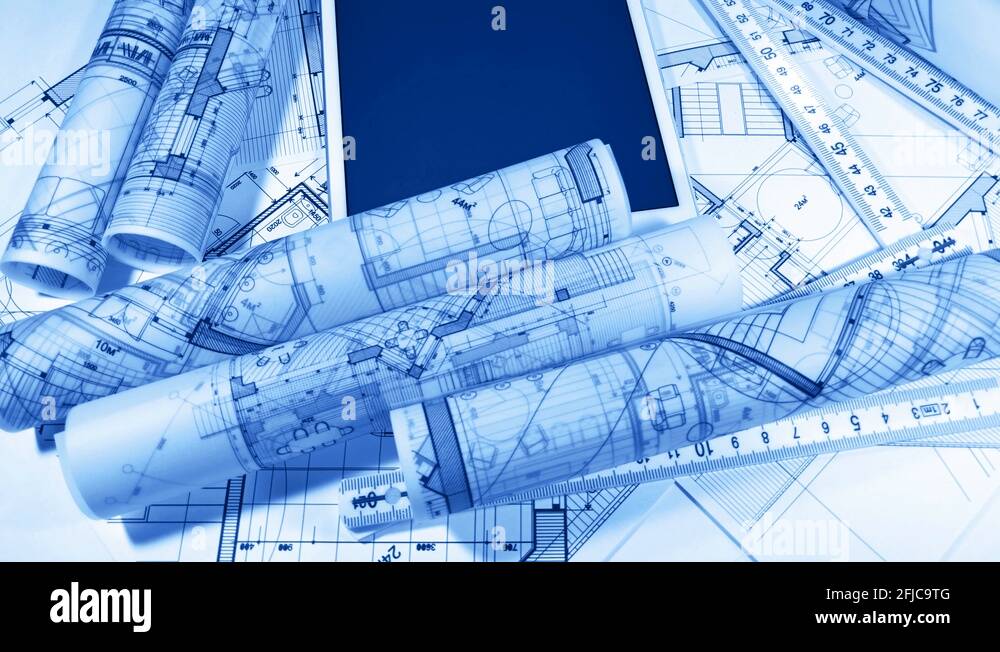 Architectural black white background plans Stock Videos & Footage - HD ...