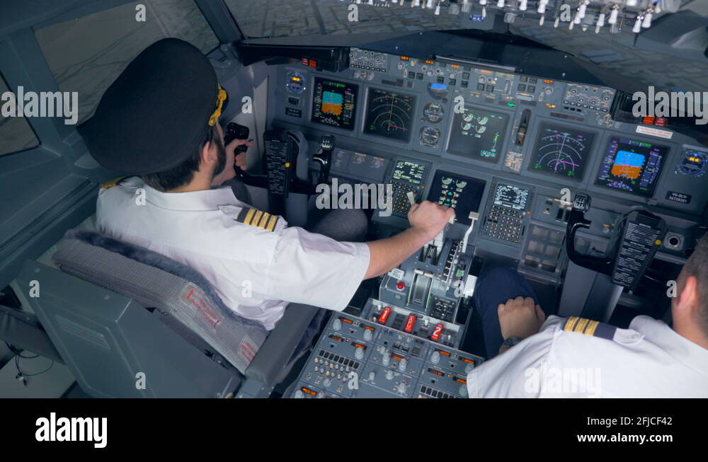 People piloting a plane in a simulator, top view Stock Video Footage ...