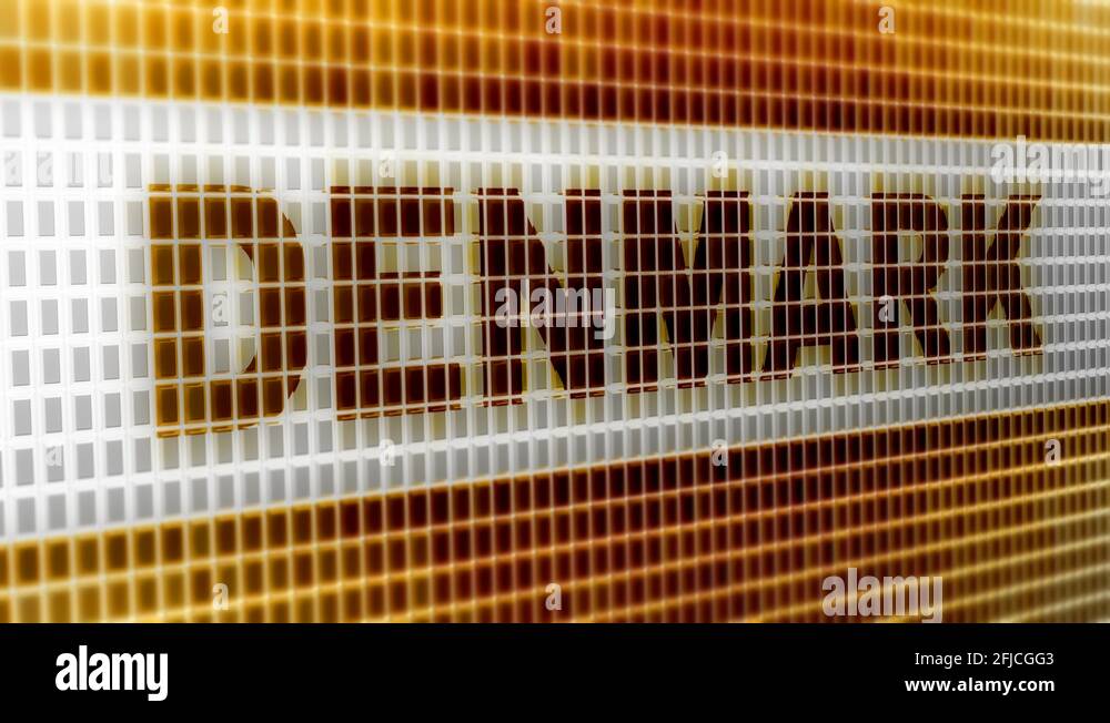 "Denmark" on the Screen. 4K Resolution. Encoder Prores 4444. Looping ...