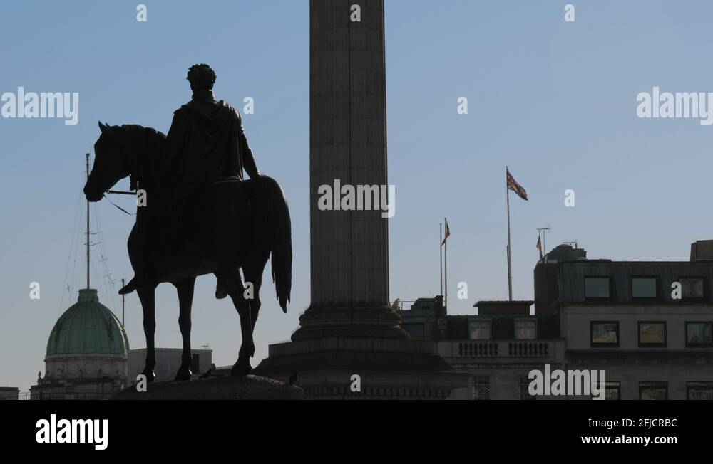Statue of King George IV at Trafalgar Square. London Stock Video ...