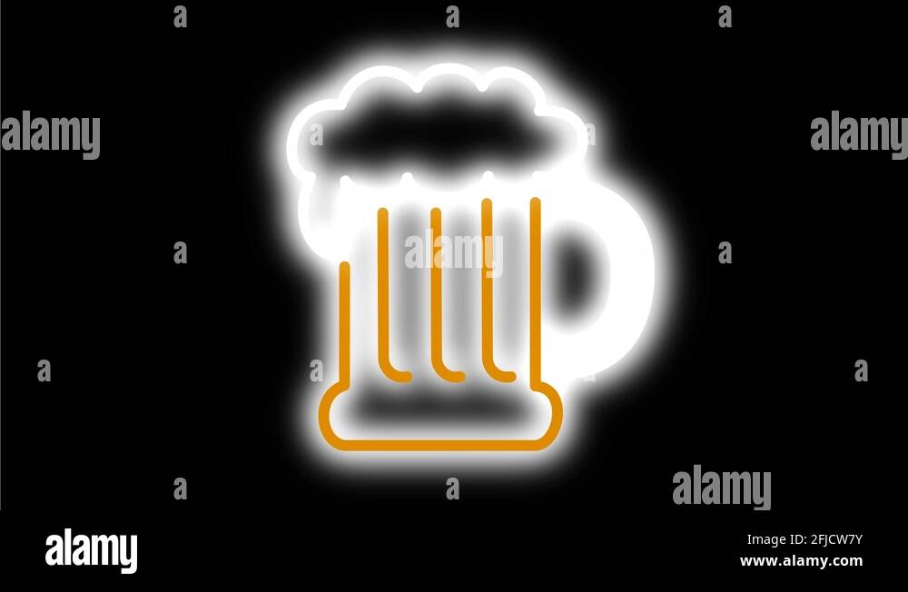 Beer Mug Foam Neon Sign 2D Animation Stock Video Footage - Alamy