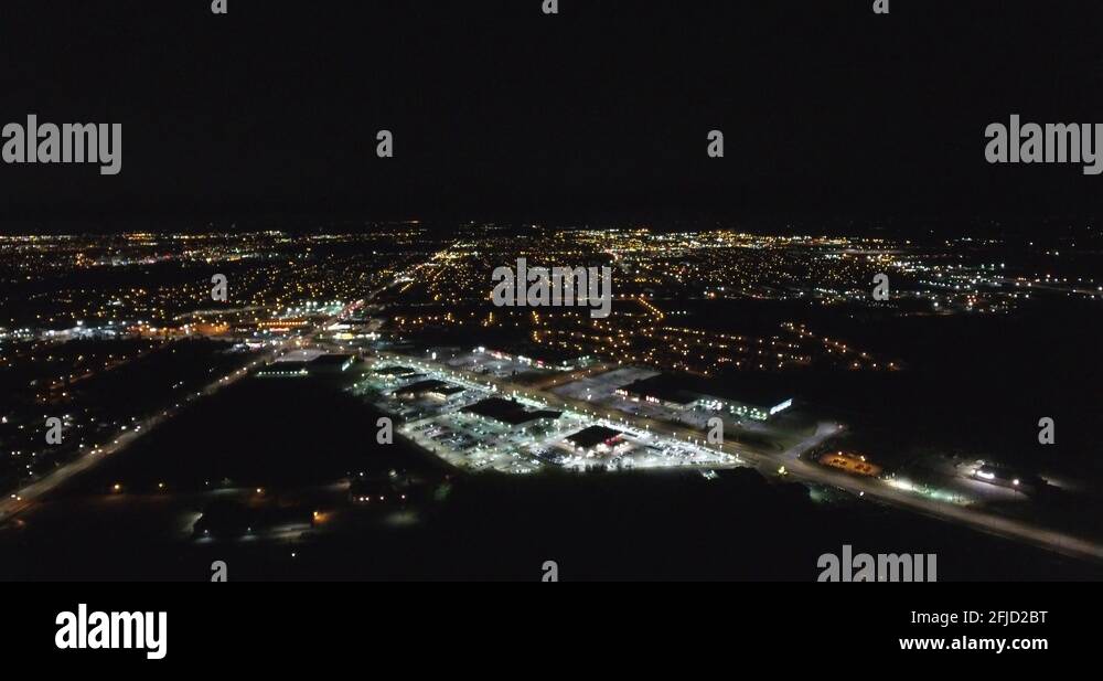 Descending Over City At Night With Roads And Streets Aerial View 002 ...