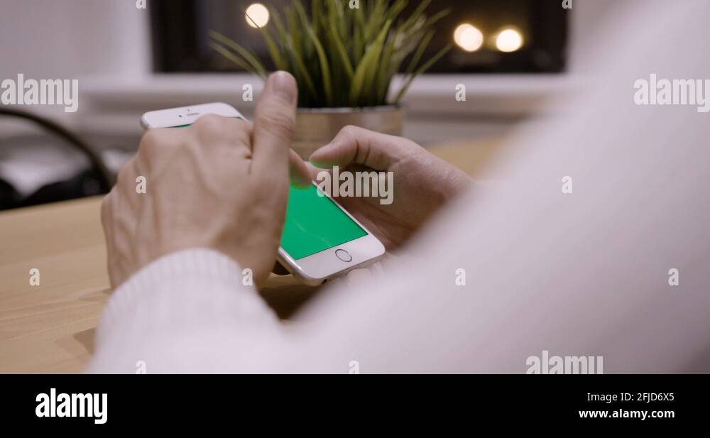 Smartphone Scrolling and Typing Side View - Green Screen Stock Video ...