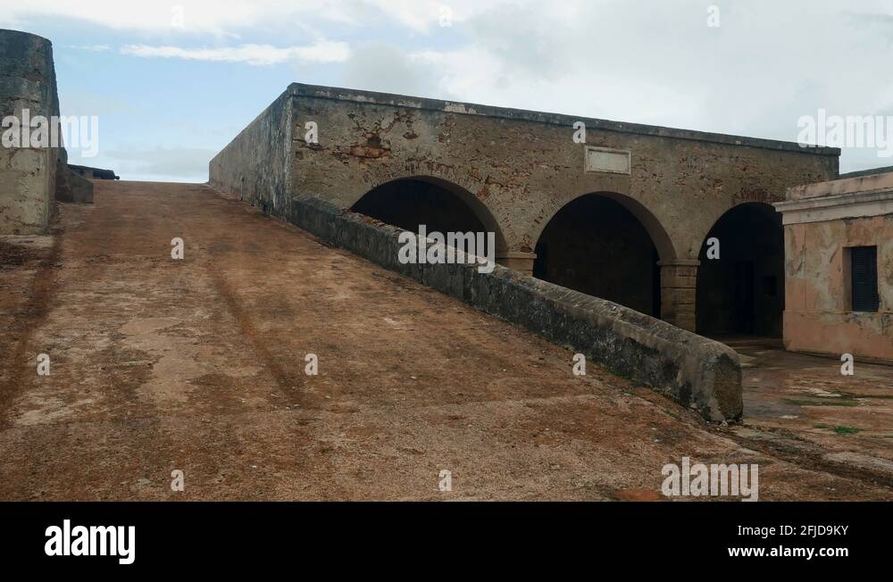 Pan left cannon artillery deck ramp - Fort San Geronimo, Puerto Rico ...