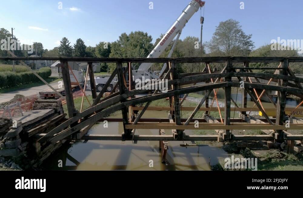 Dismantling of a 174 Year Old Burr Arch Truss Design Covered Bridge ...
