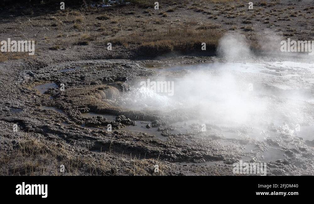 Yellowstone boiling hot spring with steam Stock Video Footage - Alamy