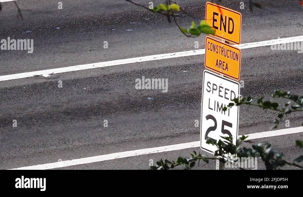 Traffic End of Construction Sign Stock Video Footage - Alamy