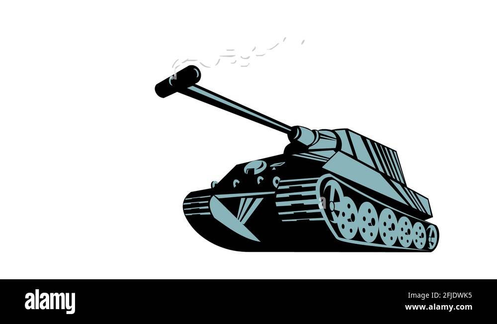 World War Two German Tank Firing Cannon 2D Animation Stock Video ...