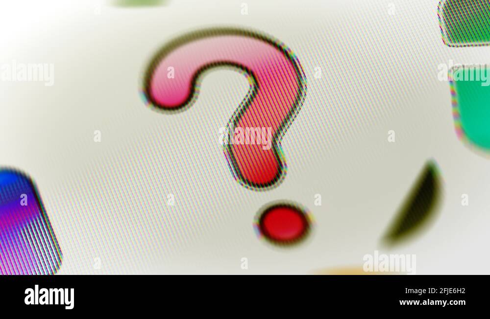 Question mark in the screen. Looping footage has 4K resolution. Prores ...