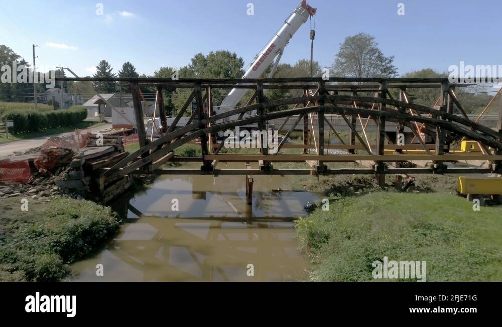 Dismantling of a 174 Year Old Burr Arch Truss Design Covered Bridge ...