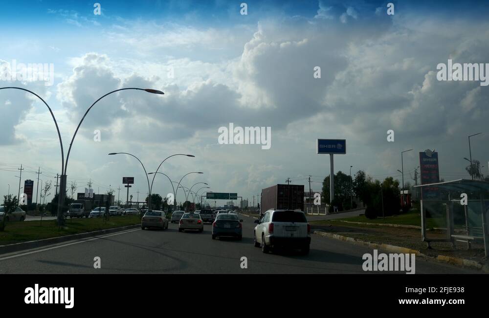 Highway signage in Erbil Kurdistan iraq for Baghdad and Kirkuk in ...