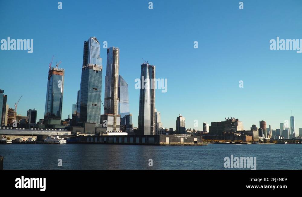 A New York city landscape in daytime from the floating boat huge Stock ...