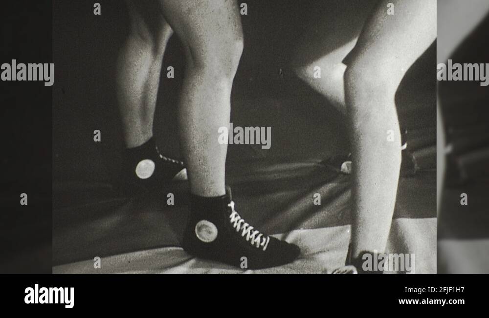 1970s Young Man Men Wrestler Wrestling Sport Match Vintage Old Film Movie Stock Video Footage