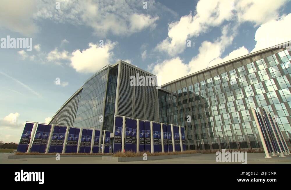 The new NATO Headquarters exterior and NATO logo in Brussels - 2018 ...