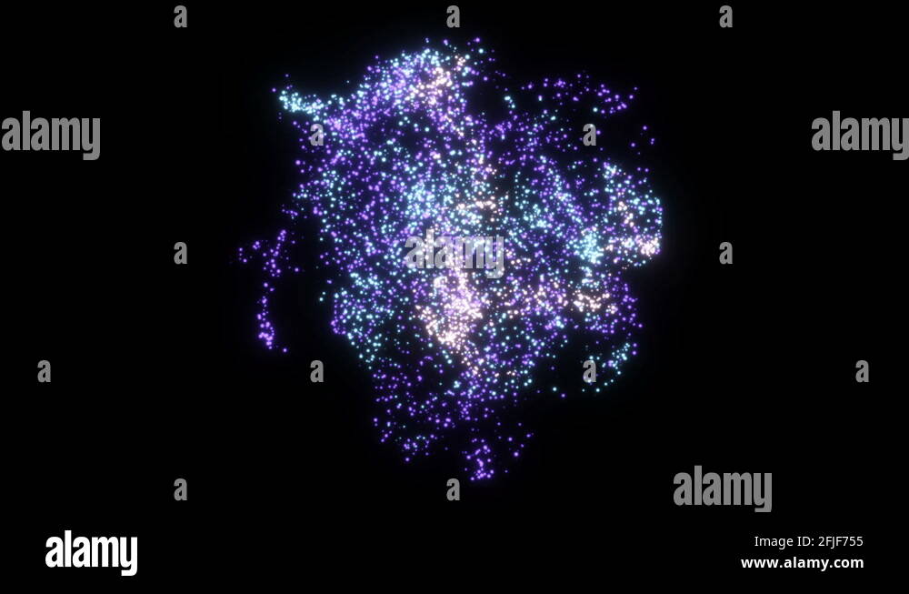 Space background. Camera is flying through the blue and magenta ...