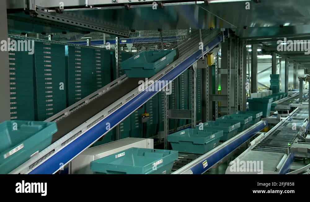 Pharmaceutical industry . Medical equipment factory. Conveyor with ...
