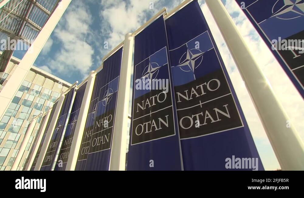 The new NATO Headquarters exterior and NATO logo in Brussels - 2018 ...