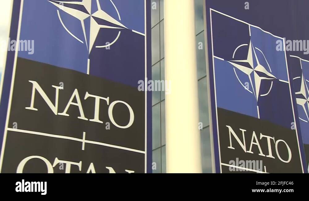 The new NATO Headquarters exterior and NATO logo in Brussels - 2018 ...