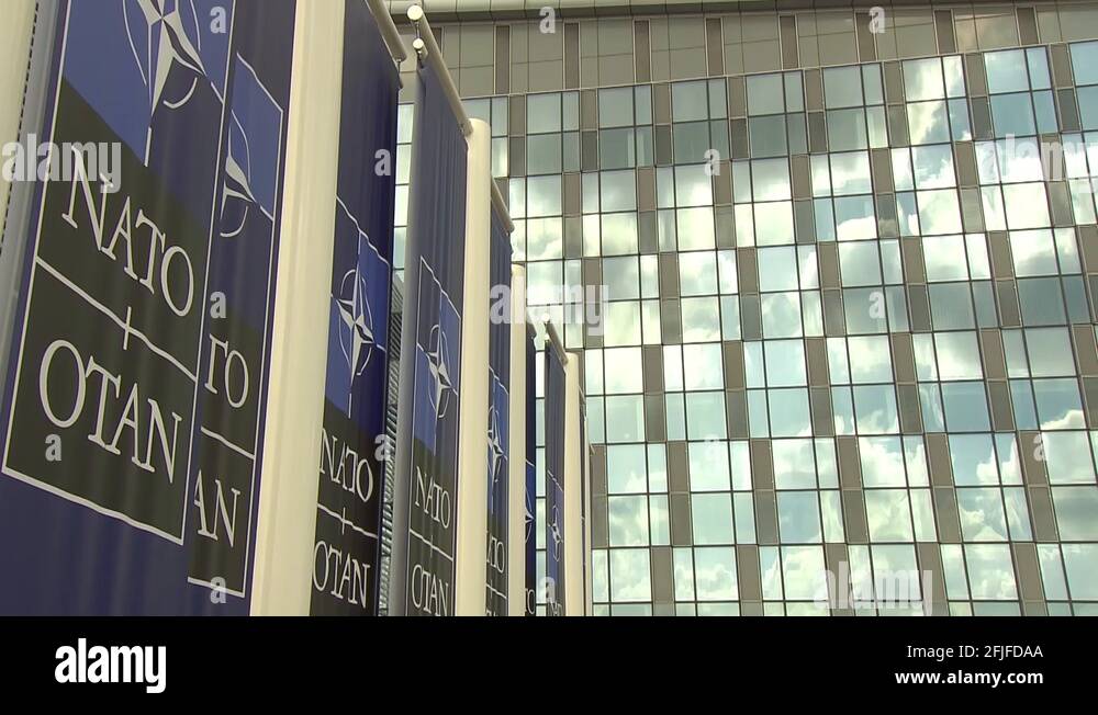 The new NATO Headquarters exterior and NATO logo in Brussels - 2018 ...