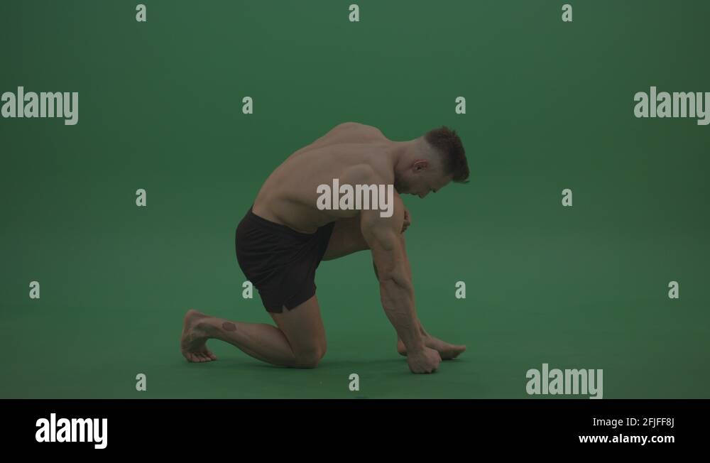 Bodybuilder Starts Working Out From Crouching Terminator Position poses ...