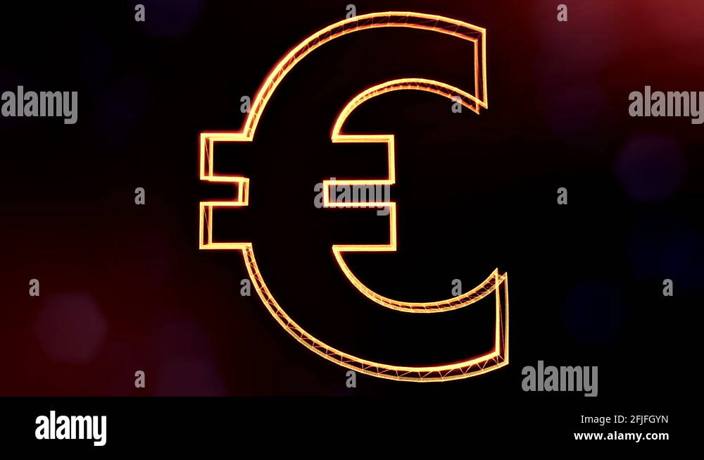 Animation icon or emblem of Euro Logo. Background made of glow ...