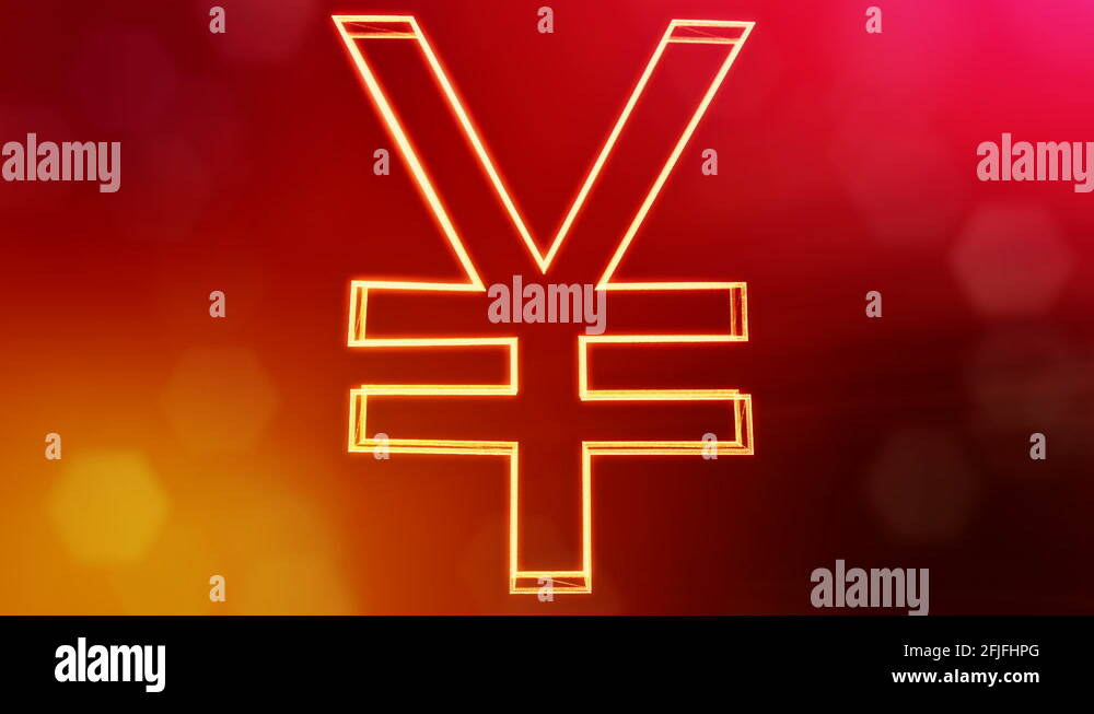 Animation icon or emblem of Japanese yen Logo. Background made of glow ...