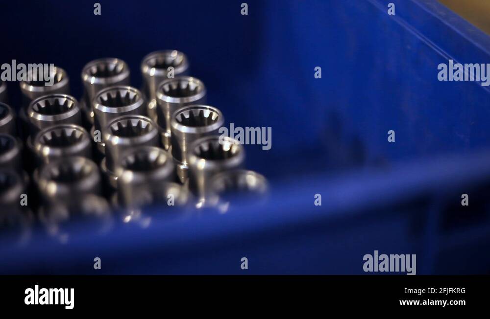 Metal billets stored in warehouse. Metal parts stored in warehouse ...