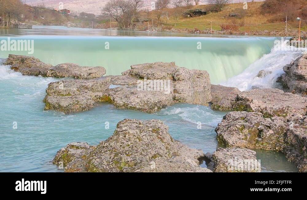 Edge of waterfall. Waterfall after heavy rain Stock Video Footage - Alamy
