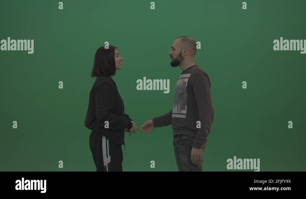 Man and young girl hugging over green screen background Stock Video ...
