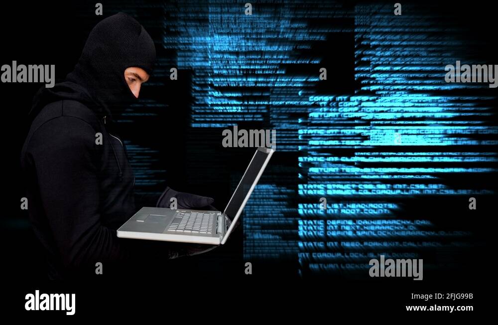 Digital animation of hacker using the laptop in data center 4k Stock ...