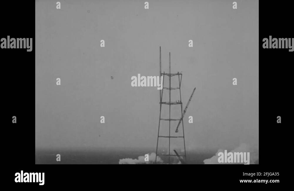 Scenes of completion of base legs on Tower No. 2 - 1917-1918 Stock ...