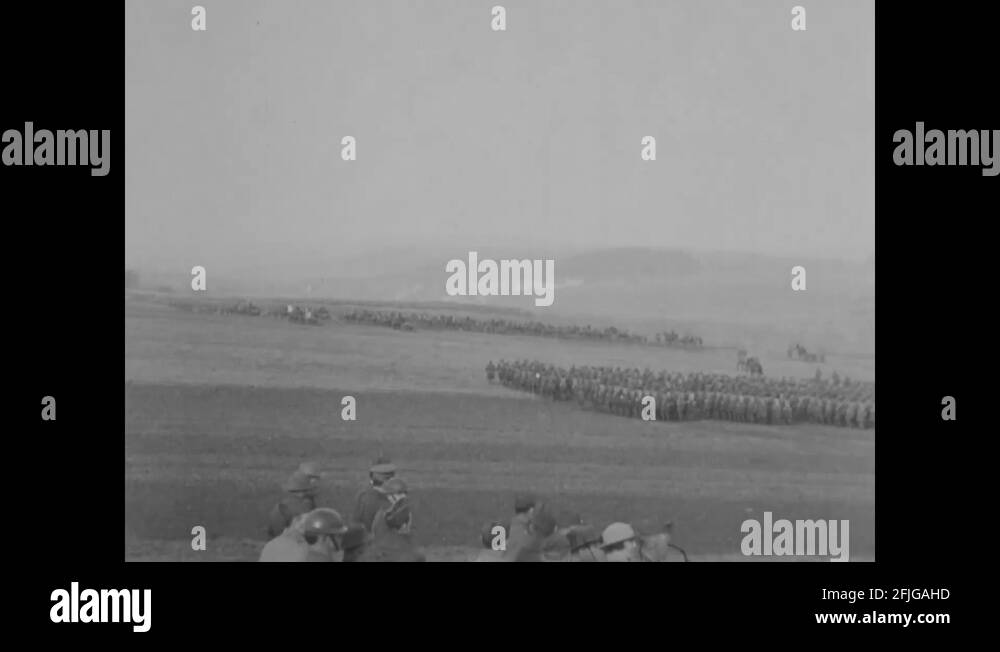 32nd Division arrive on field for final inspection by General Pershing ...