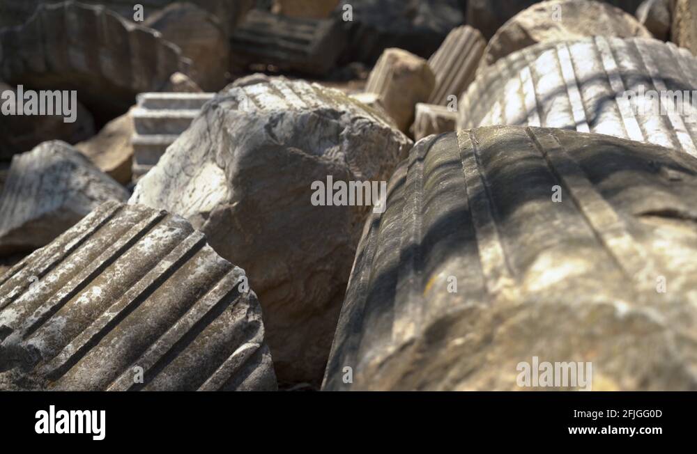 Broken ancient Roman pillars site of the Roman Empire city of Carthage ...