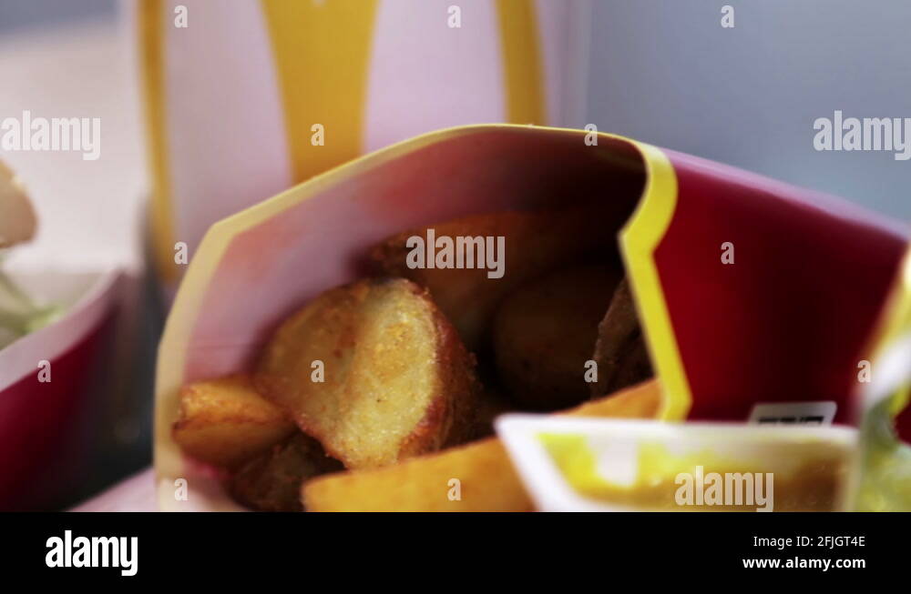 big Mac, French fries, Coca Cola and other food at McDonald's Stock ...