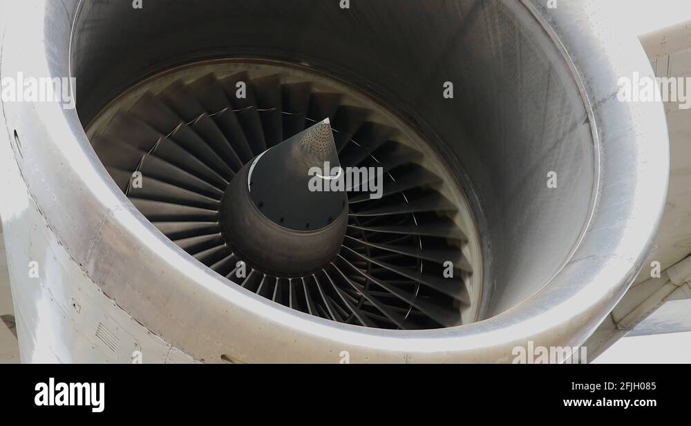 Jet engine with spinning turbine blades Stock Video Footage - Alamy