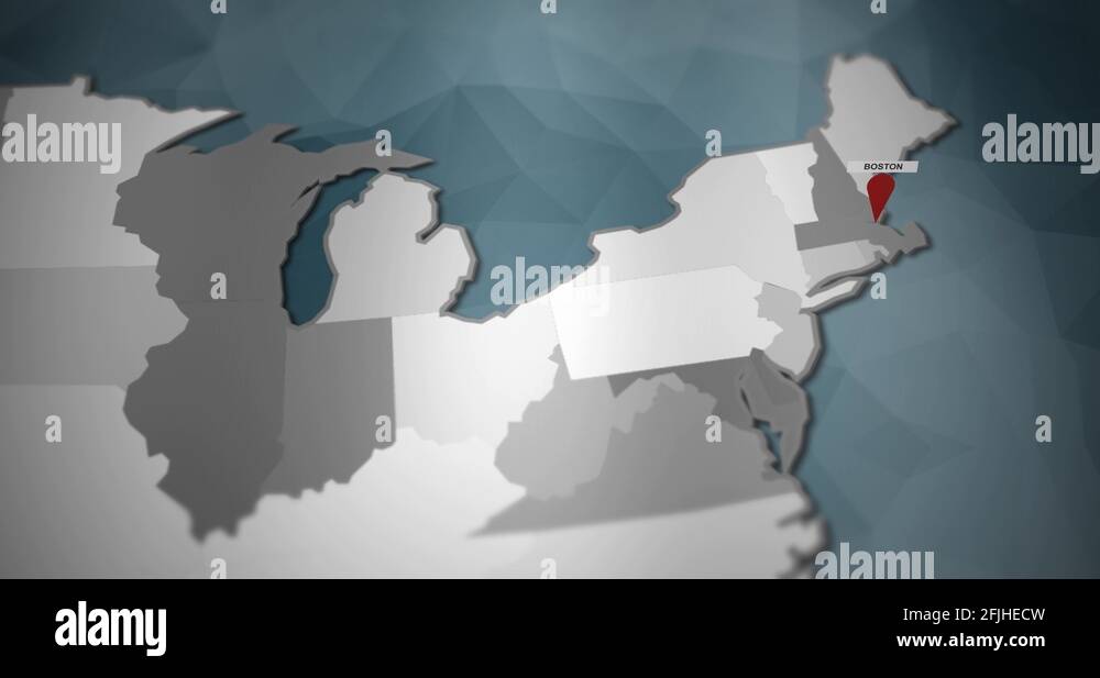 Modern United States motion graphics map - Boston Pin Location ...