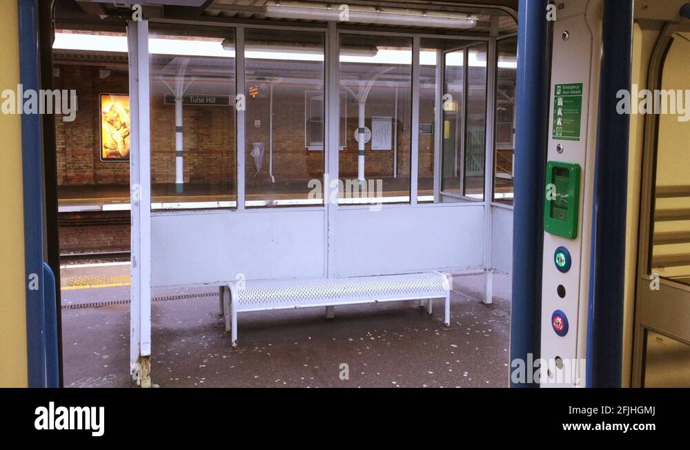 Doors of train closing, view from vestibule standing area Stock Video ...