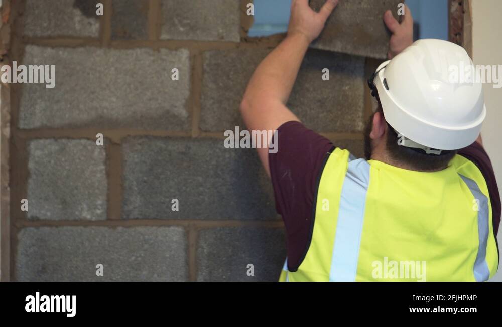 Construction Worker Undertakes Property Bricklaying, Real People 4K ...