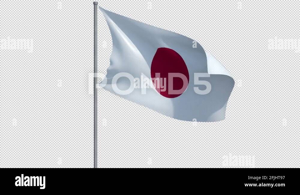 Flag of Japan waving in the wind. Loopable and with alpha channel ...