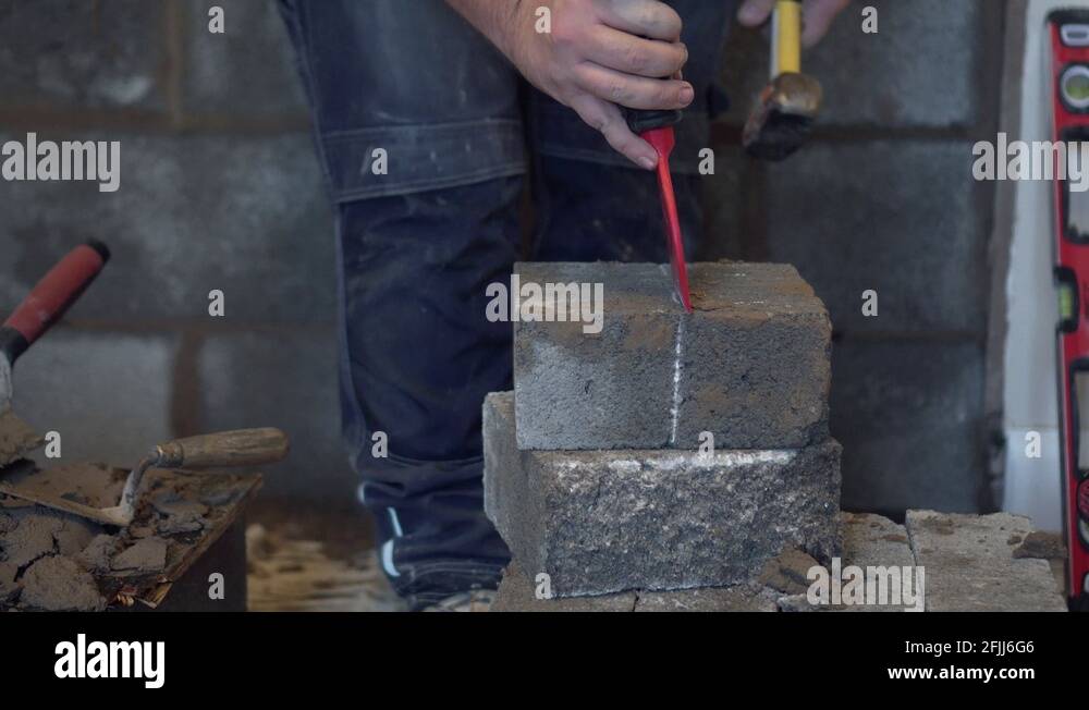 Construction Worker Undertakes Property Bricklaying, Real People 4K ...