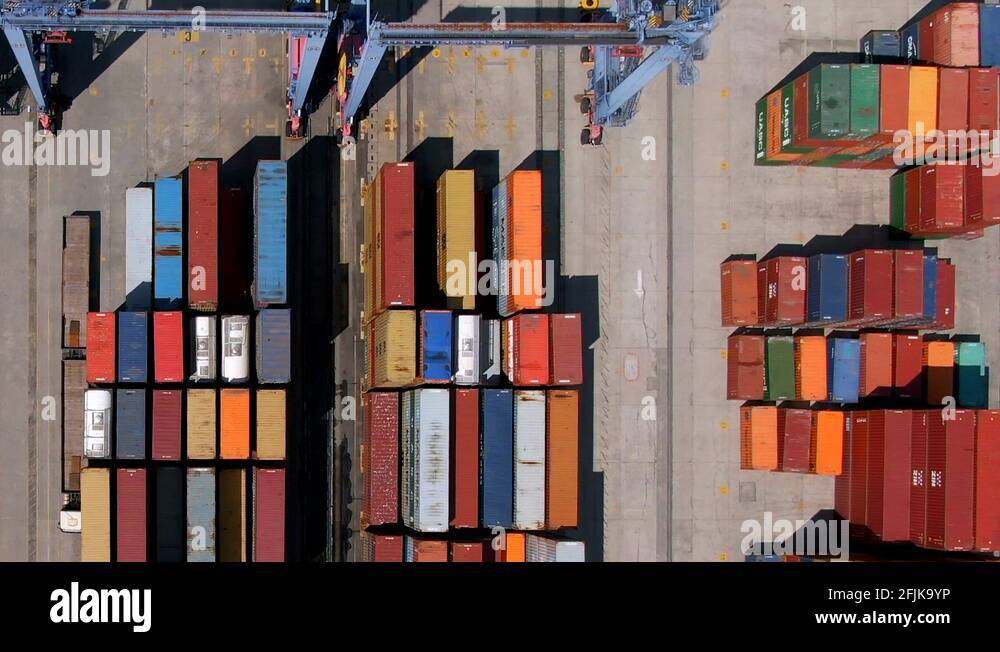 Rio de Janeiro, Brazil, Top Down View of Container Port and Shipping ...