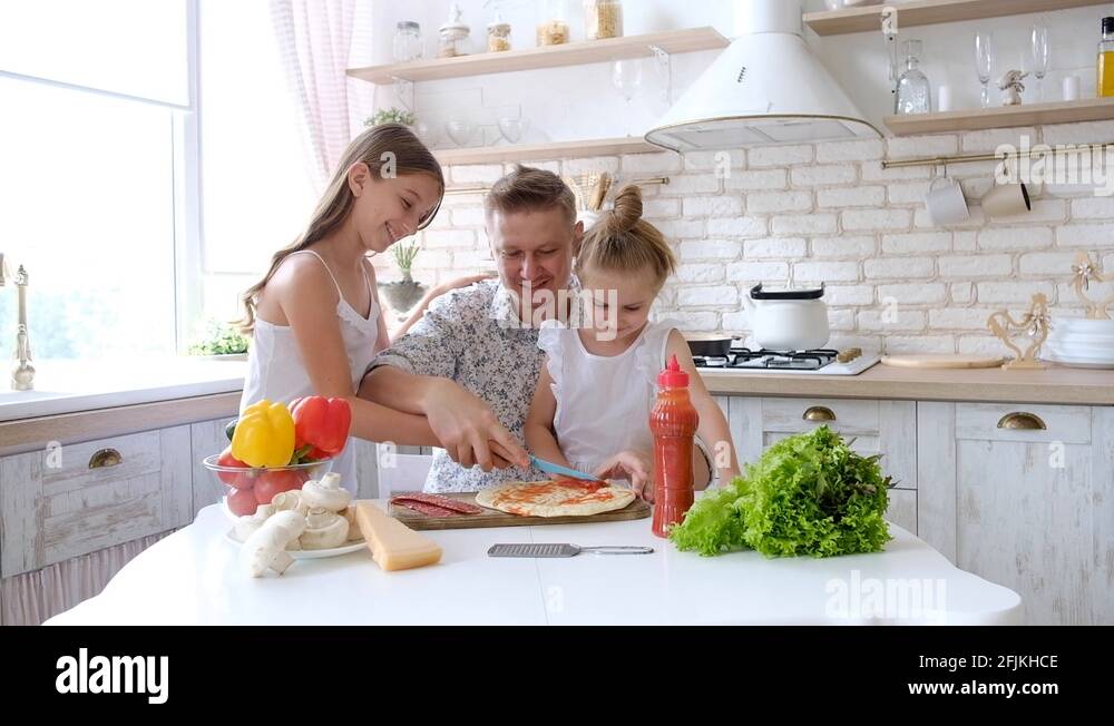 Dad and daughter making pizza dough Stock Videos & Footage - HD and 4K ...