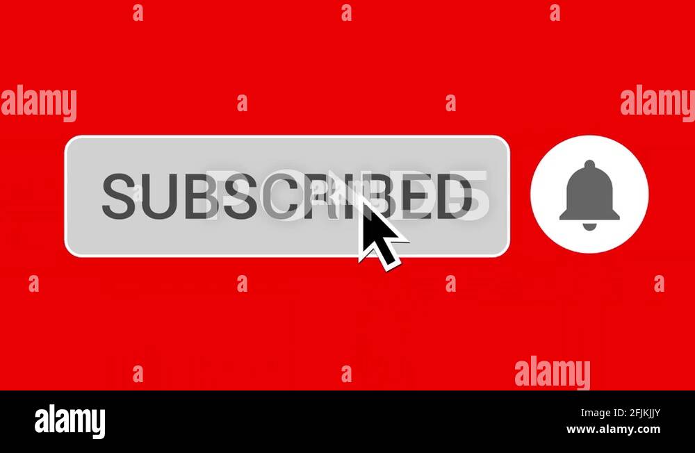 Mouse Clicking Subscribe Button and Bell Notification with White Border ...