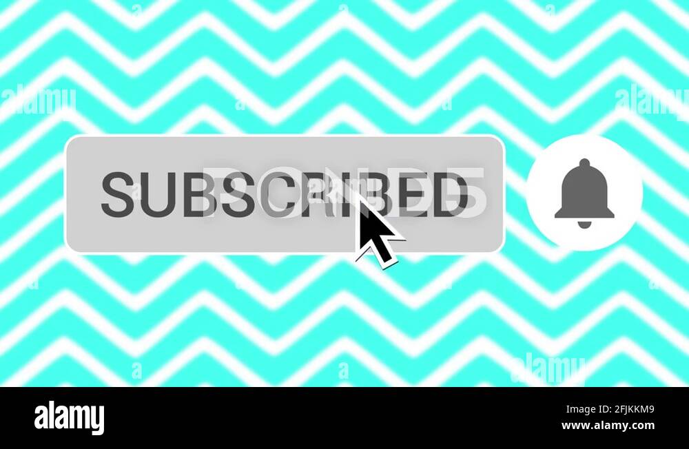 Mouse Clicking Subscribe Button and Bell Notification with White Border ...