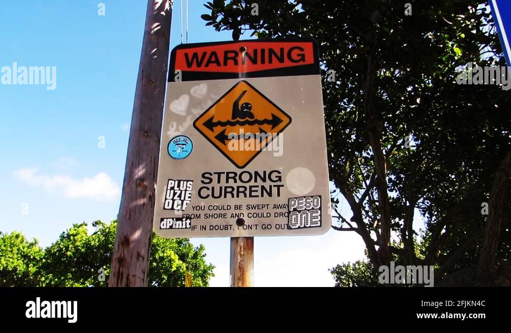 Warning Strong Current Sign in Honolulu on the Island of Oahu, Hawaii ...