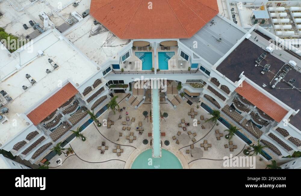 Drone view of Resort at island beach, top down view and reveal shot of ...
