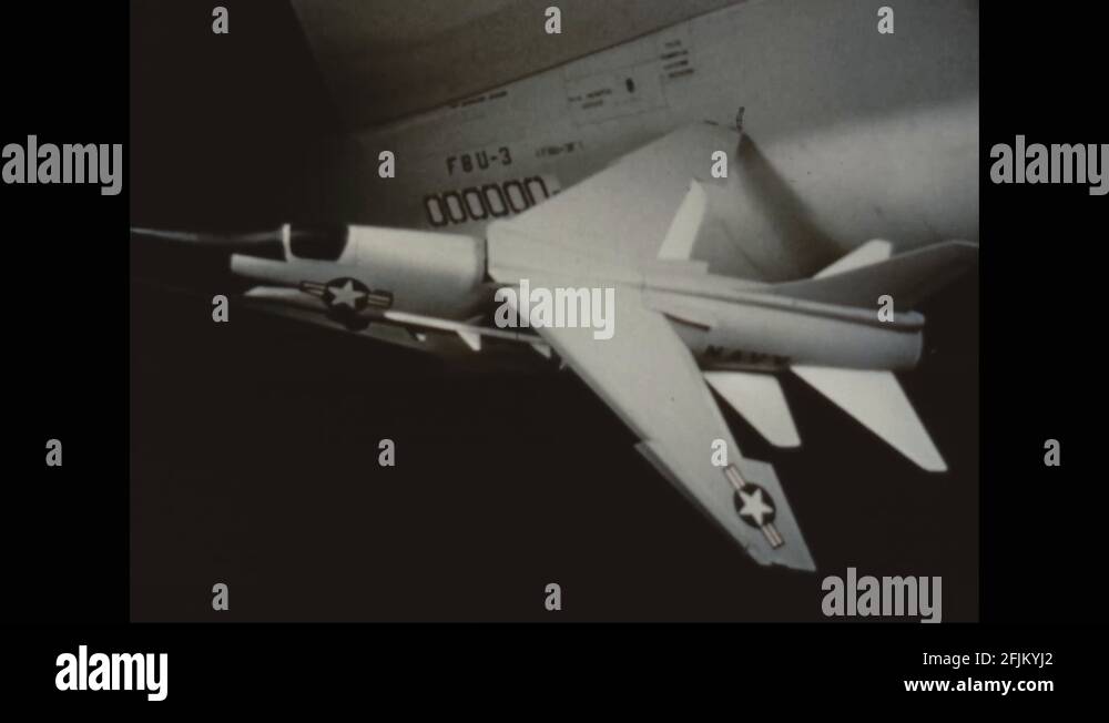 Scene of preview model of Vought F8U-3 Crusader III aircraft - 1955 ...