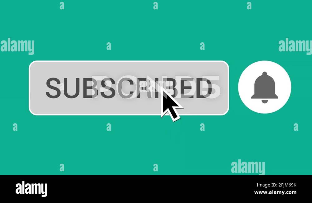 Mouse Clicking Subscribe Button and Bell Notification with White Border ...