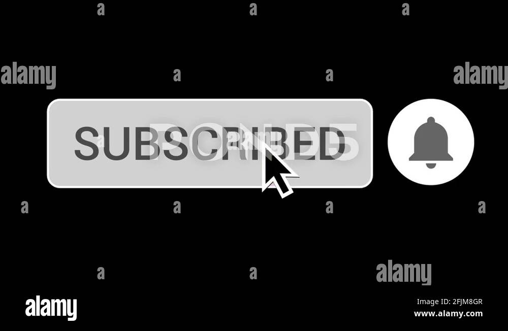 Mouse Clicking Subscribe Button and Bell Notification with White Border ...