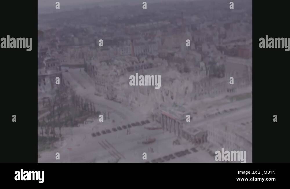Aerial of ruined buildings after the bombing of Berlin - 1945 Stock ...